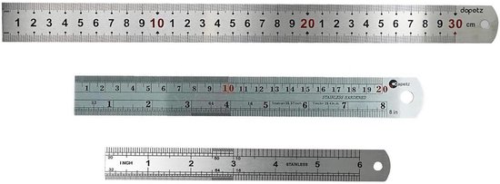 Set van 3 RVS Linialen 15, 20, 30 cm met Conversietabel | bol