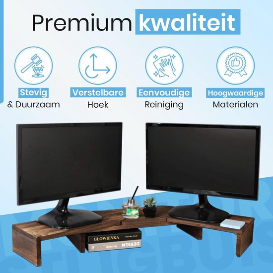 Monitor Verhoger voor Bureau - Laptop Standaard in Natuurlijk Bamboe ...