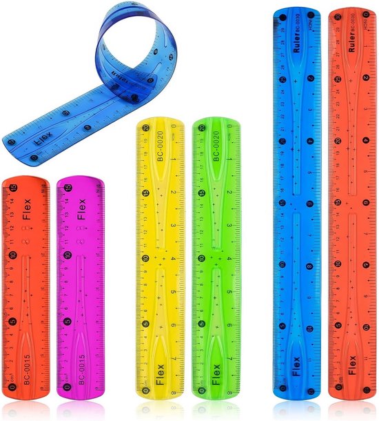 Set van 6 Flexibele Linialen in Verschillende Maten (15, 20, 30 cm ...