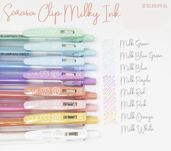 Set van 8 Gel Inkt Pennen 0.5mm Fijn Schrijven Melkachtige Assortiment ...
