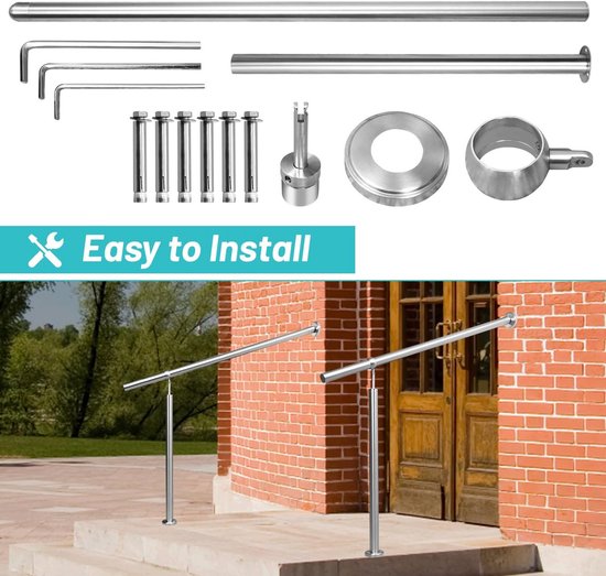 Inox Trapleuning 160 cm Hoek Verstelbaar Binnen en Buiten | bol