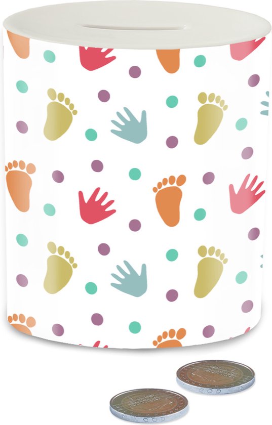 Spaarpot - Spaarblik - Hand - Voet - Baby art - Patroon - Spaarpotten ...