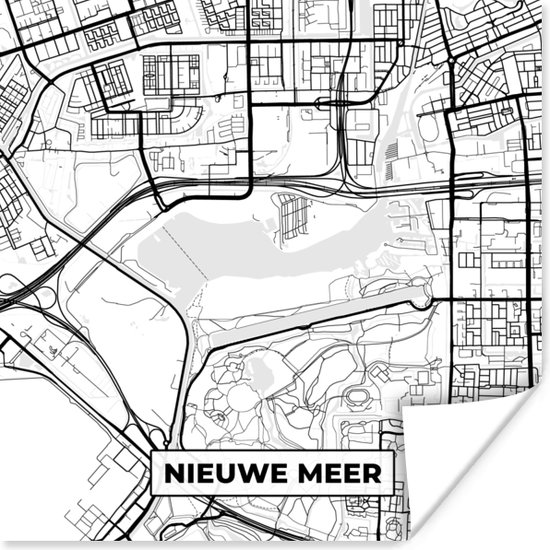 Poster Plattegrond - Kaart - Stadskaart - Nieuwe Meer - Nederland ...