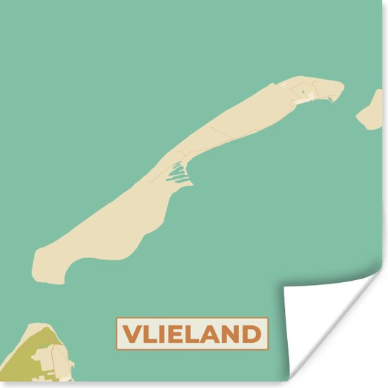 Poster Stadskaart - Kaart - Waddeneilanden - Vlieland - Plattegrond ...