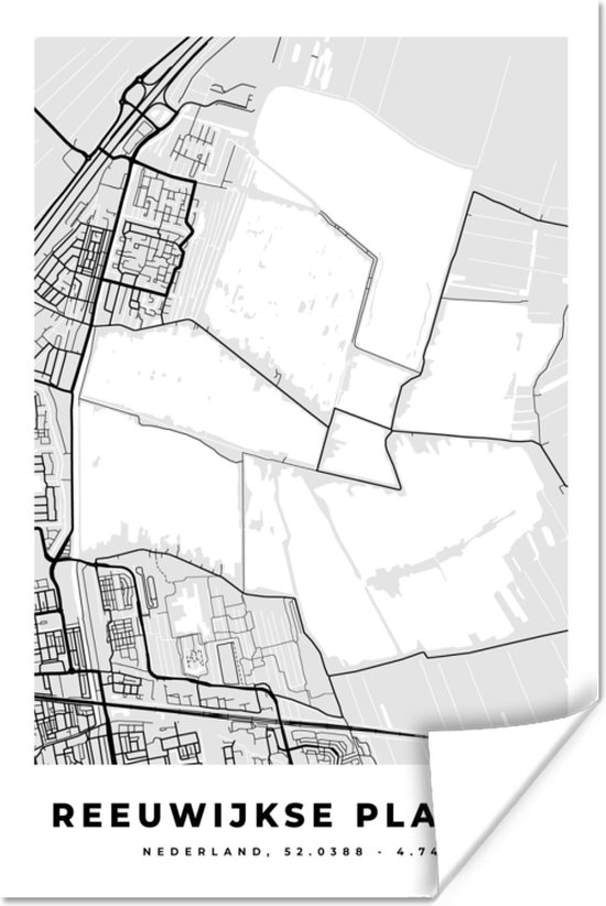 Poster Plattegrond - Reeuwijkse Plassen - Nederland - Kaart ...