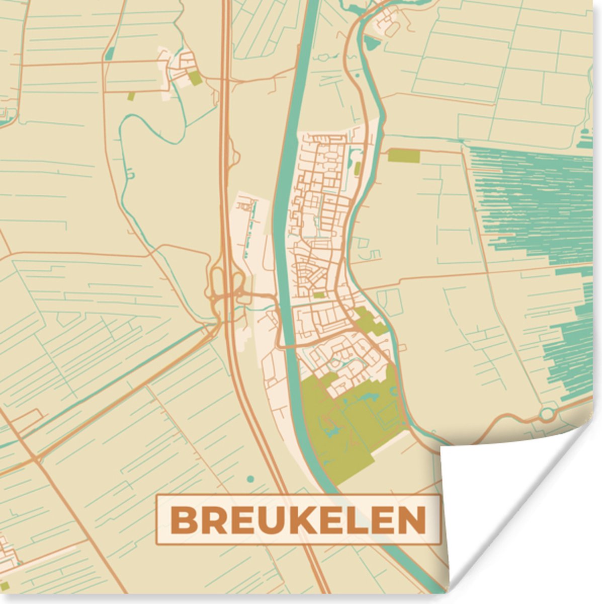 Affiche Breukelen - Vintage - Plan de la ville - Plan - Carte - 30x30 ...