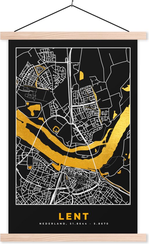 Posterhanger incl. Poster - Schoolplaat - Lent - Stadskaart - Goud ...