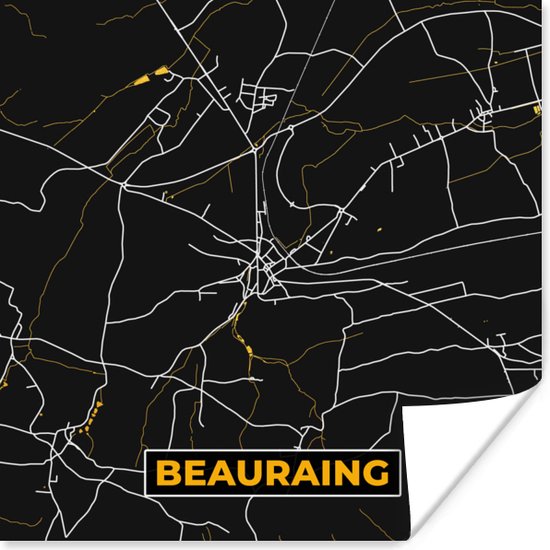 Poster Goud - Stadskaart - Beauraing - Kaart - Plattegrond - 50x50 cm | bol