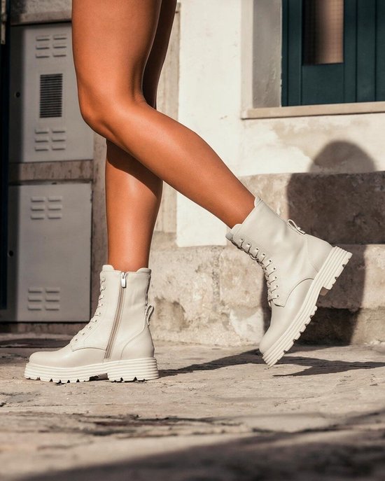 Mexx Bootie Jaya - Dames - Off White - Maat 37 - Dames laarzen | bol