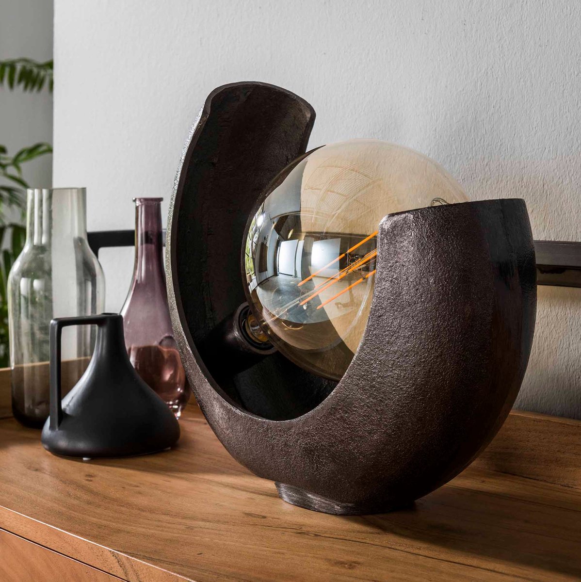 DePauwWonen | half moon XL alu Tafellamp | E27 Fitting - Zwart nikkel ...