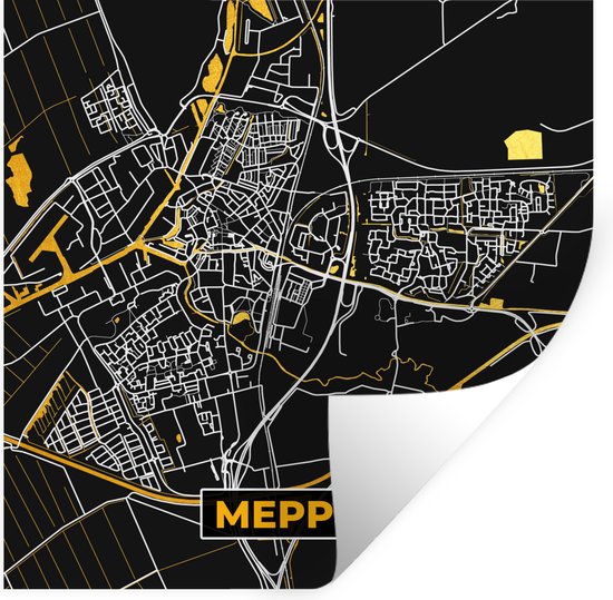 Muurstickers - Sticker Folie - Meppel - Goud - Kaart - Stadskaart ...