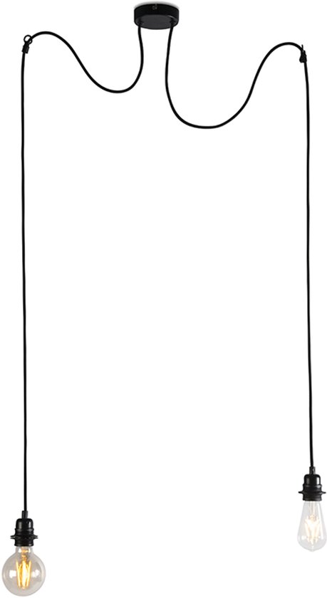 QAZQA HL Cava 2 - Hanglamp - 2 lichts - mm - zwart | bol