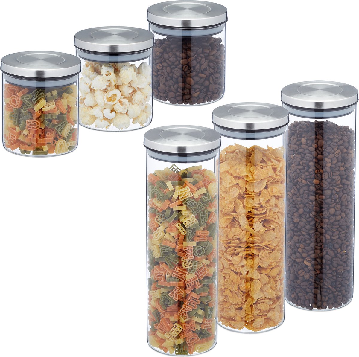 Relaxdays voorraadpot met deksel - bewaarpot spaghetti - opbergpotten ...