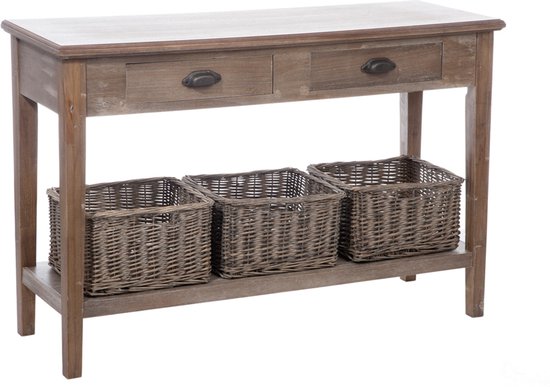 Cottage - Sidetable - hout - grey wash - 3 manden - 2 lades - landelijk ...