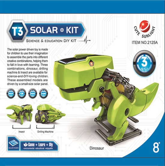T3 SOLAR ROBOT - Bouwpakket Robot - Op Zonne-energie - 3 Modellen in 1 ...