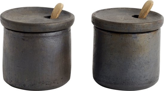 Muubs Hazel set / 2 pots avec couvercle avec cuillère en terre cuite ...