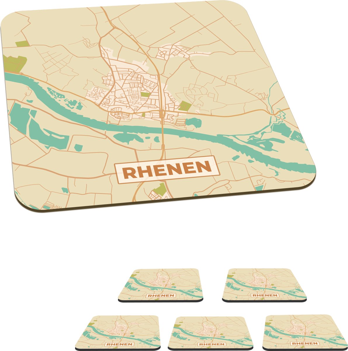 Onderzetters voor glazen - Kaart - Rhenen - Plattegrond - Stadskaart ...
