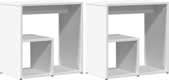 vidaXL - Bijzettafels - 2 - st - 50x30x50 - cm - bewerkt - hout - wit | bol