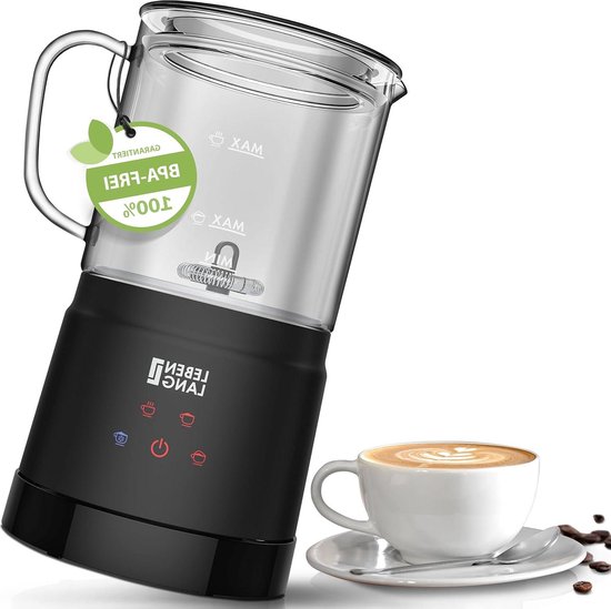 Milk Frother with Glass Container - 100% BPA Free - 4 Modes ...