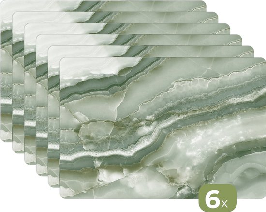 Placemat marmer groen - Groene placemats kunststof - 45x30 cm - 6 stuks ...