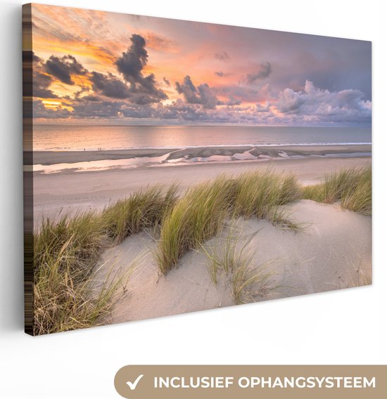 Canvas schilderij duinen en zee 140x90 - Kamer decoratie accessoires strand en... | bol