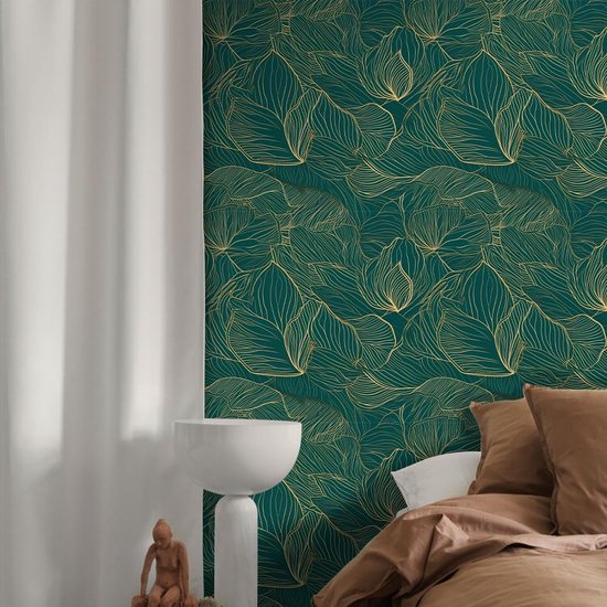 Zelfklevend behang bladeren, behang groen blad dik 44,5 cm x 600 cm ...