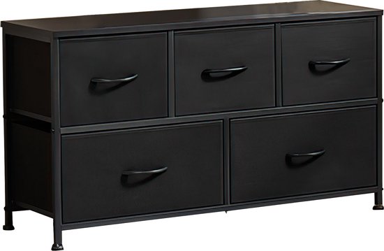 Commode - kast - opbergkast, 5 laden van stof met handgrepen - metalen ...