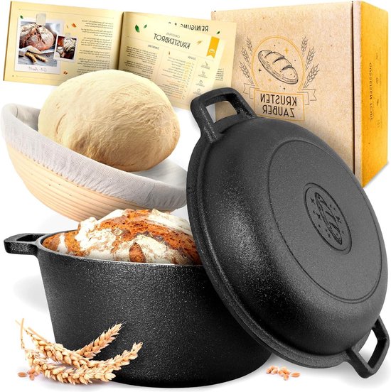 Poêle en fonte pour la cuisson du pain (avec panier de fermentation ...