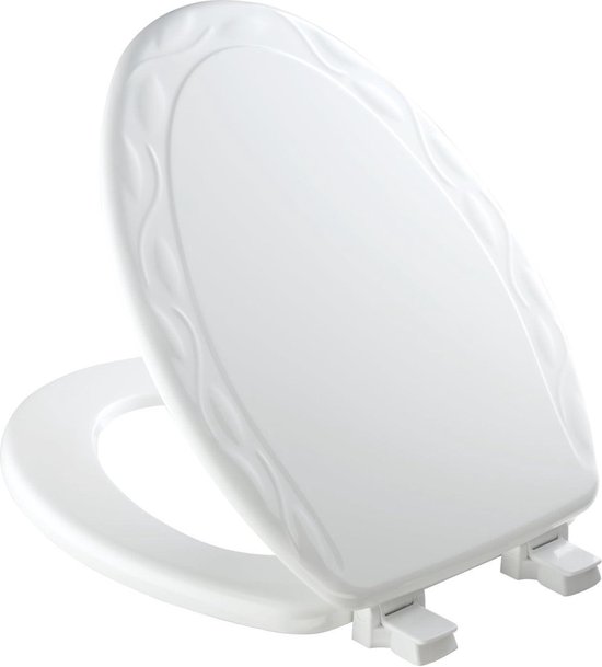 Shell Sculptured Molded Wood Toilet Seat with Easy Clean Change Hinges ...