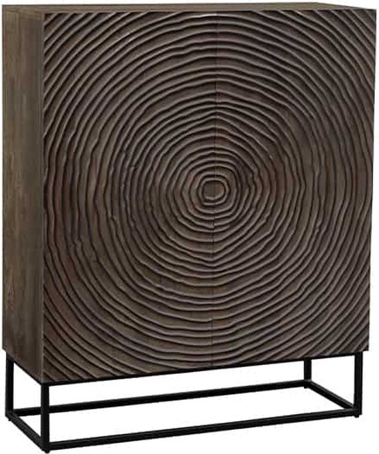 Massief houten dressoir ZEN CIRCLES 120cm donkerbruin mangohout 3D ...