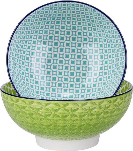 Macaron porseleinen slakommen - set van 2 - Japanse stijl - 1200 ml ...