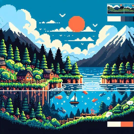 Pixel art landschap schilderij | Digitale droomlandschappen: een ...