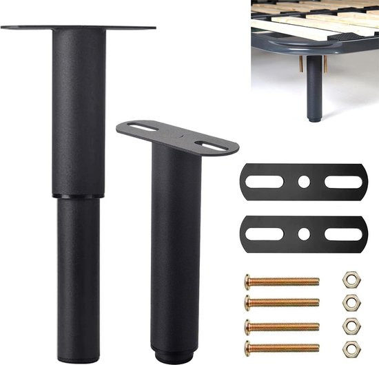 Verstelbare Bedpoten 2 stuks - 18-34 cm - Meubelpoten met Schroeven Zwart - Hoogte... | bol