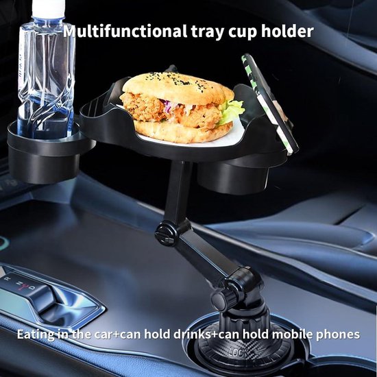 Auto tafelblad bekerhouder - 2 bekerhouders en telefoonhouder - 360 graden draaibaar -... | bol