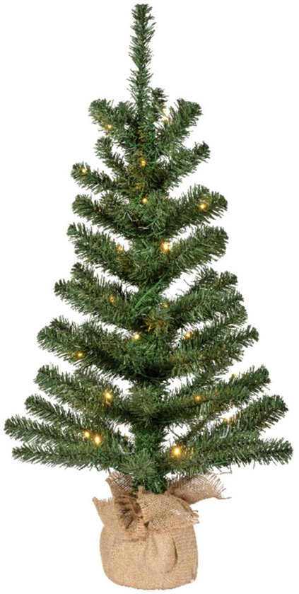 Bellatio Decorations Kunst kerstboom - H75 cm - met kerstverlichting ...