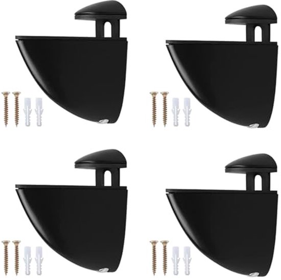 Verstelbare Glasplaatdragers - Set van 4 Zwarte Zinklegering ...
