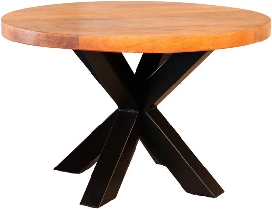 Salontafel rond bruin mangohout 70cm Jesse side table industrieel bijzettafel mango hout | bol