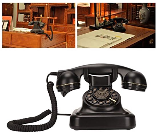 Vintage Landline Telephone, Old Fashioned Fixed Desk Phone with Disc ...