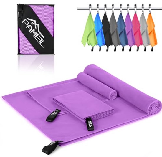 Microvezel handdoek set van 3 - sneldrogend en absorberend voor fitness ...