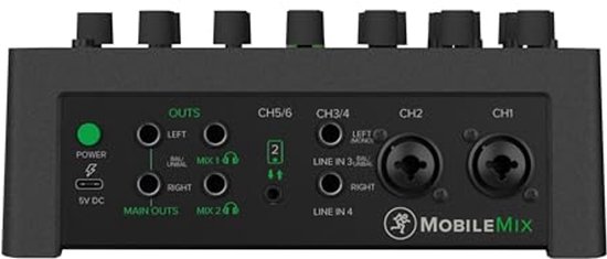 8-kanaals mengpaneel met USB-voeding voor A/V-producties en live geluid ...