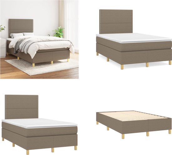 vidaXL Boxspring met matras stof taupe 120x200 cm - Boxspring - Boxsprings - Bed -... | bol
