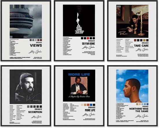 Poster 8x10 Inch Canvas Prints Unframed Set van 6 Muziek Album Cover ...
