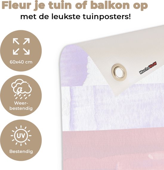 Tuindoek - Schutting decoratie - Verf - Pastel - Roze - Lila - Paars ...