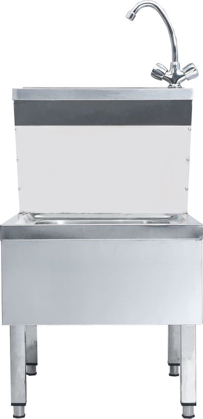 vidaXL Wasbak met kraan vrijstaand commercieel roestvrij staal ...