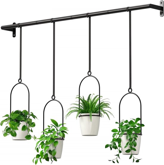 Set of 4 Hanging Flower Pots with Melamine Flower Pot Hanging Planters ...