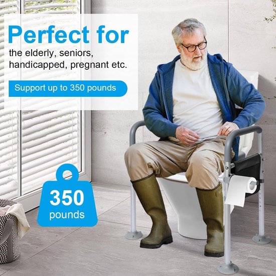 Toilet Seat Riser with Armrests - Height Adjustable for Seniors with ...