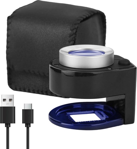 Handheld 30X Rechargeable Magnifier Linen Test Magnifier, 6 LED Desktop ...
