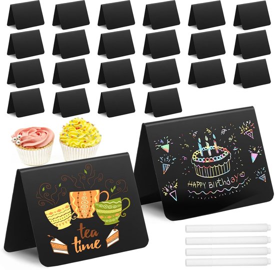 Mini Krijtborden - Herbruikbaar - Set van 24 - Hoogwaardig Mat Plastic ...