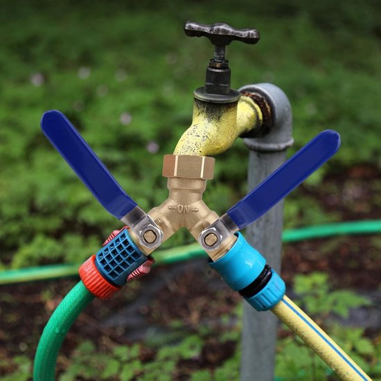 Allecto Plus - Messing Slangverdeler Tuinkraan 2 Weg Y-klep 3/4" GHT Adapter | bol