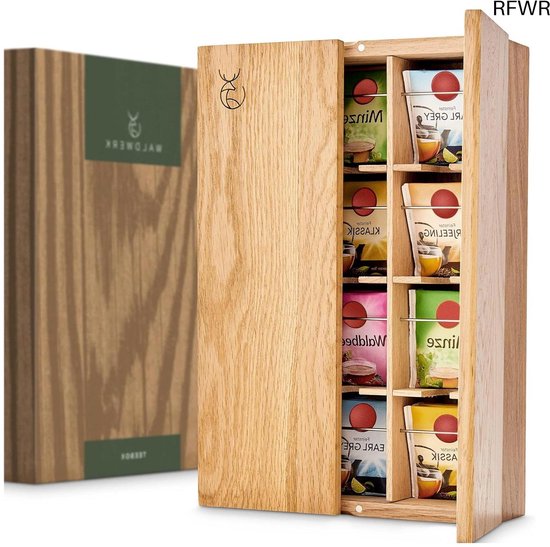 RFWR® Design Theedoos van Acaciahout met 12 Vakken en Accessoires voor ...
